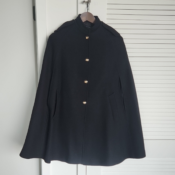 Zara | Jackets & Coats | Zara Black Cape With Gold Buttons | Poshmark